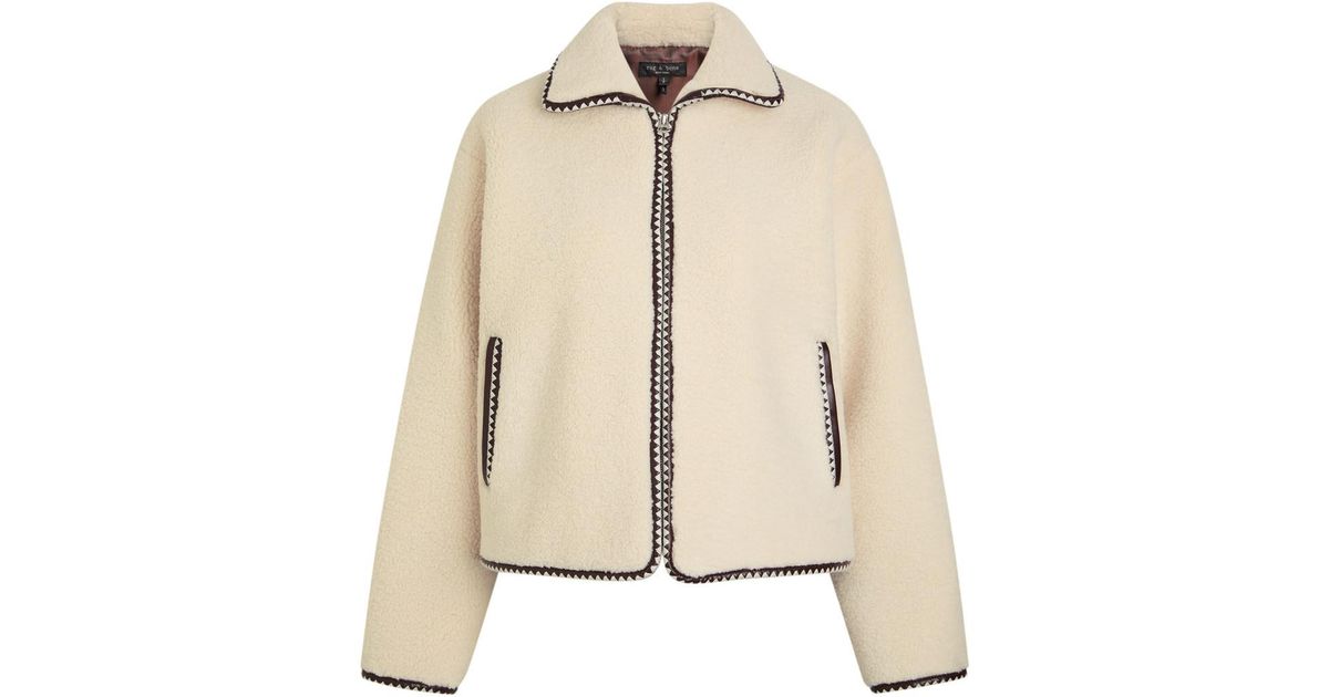 Rag & Bone Mai Whipstitch-Trimmed Fleece Jacket in Natural | Lyst UK