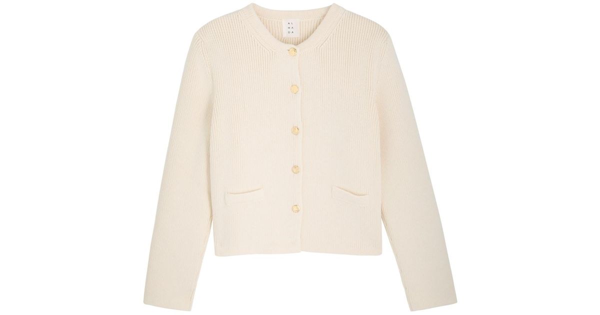 Almada Label Nova Cotton-Knit Cardigan in Natural | Lyst