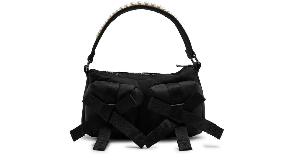 Simone Rocha Utility Bow Faux Pearl-Embellished Shell Shoulder Bag in ...