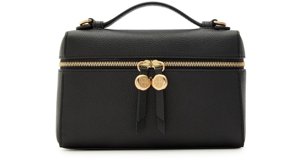Tory Burch Romy Grained Leather Top Handle Bag in Black | Lyst