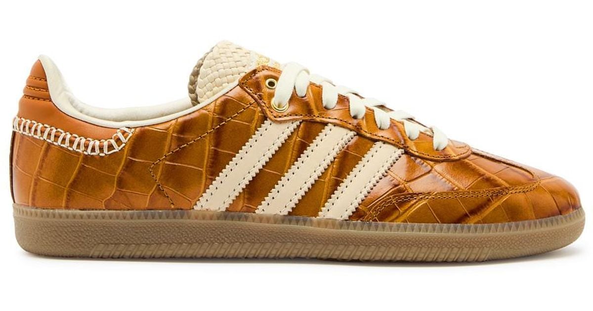 adidas Samba Crocodile-Effect Leather Sneakers in Brown for Men | Lyst