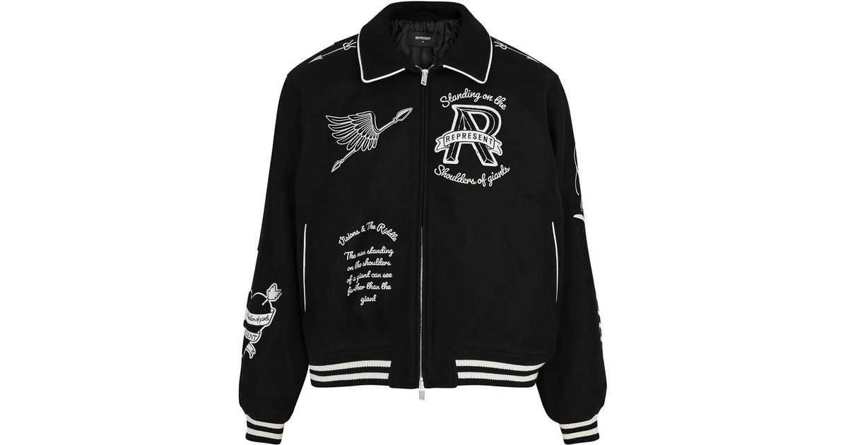 Represent Cherub Logo Wool-blend Varsity Jacket in Black for Men | Lyst