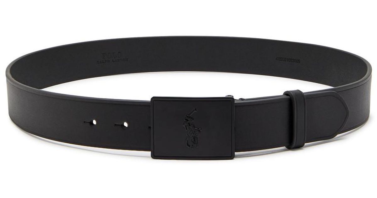 Polo Ralph Lauren Logo-Plaque Leather Belt in Black for Men | Lyst