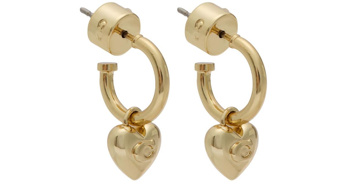 COACH Heart Hoop Earrings in Metallic | Lyst UK