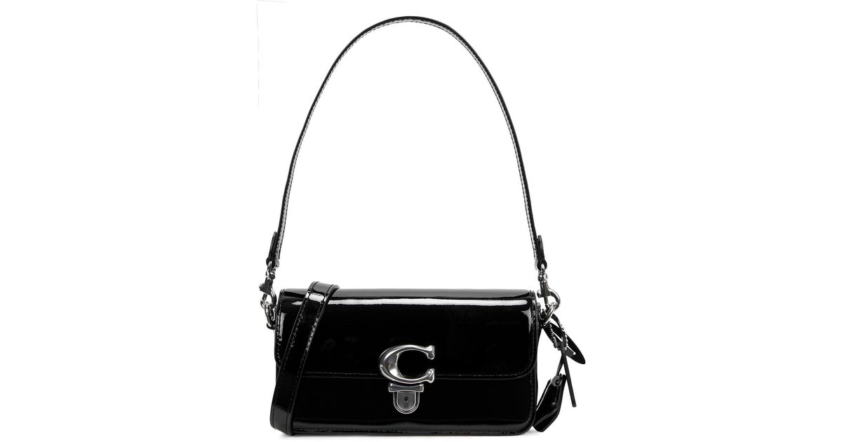 COACH Studio Baguette Patent Leather Shoulder Bag in Black | Lyst
