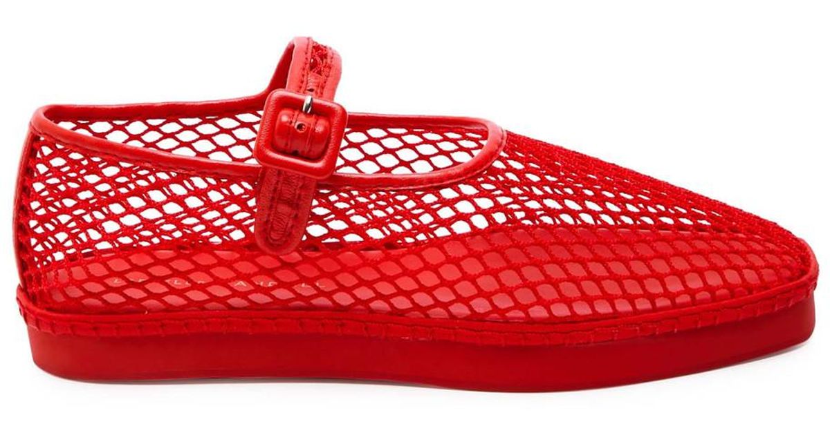 Loeffler Randall Rita Mesh Mary Jane Flats in Red | Lyst