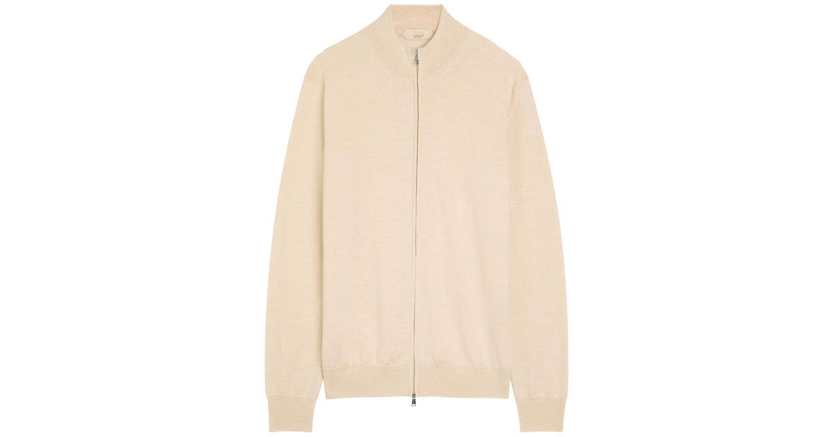 Aurélien Full Zip Knit Merino Wool Jumper in Natural for Men | Lyst UK