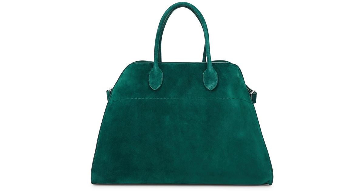 The Row Margaux 15 Suede Top Handle Bag in Green | Lyst