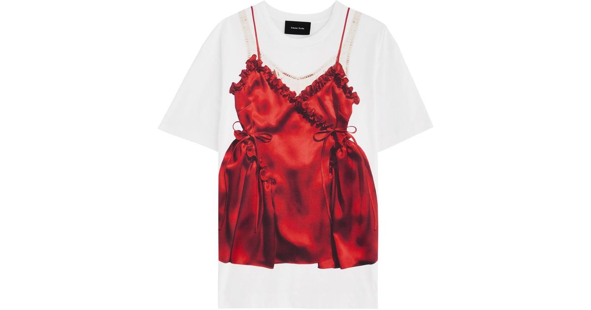 Simone Rocha Negligee Tromp 'Oeil Printed Cotton T-Shirt in Red | Lyst UK