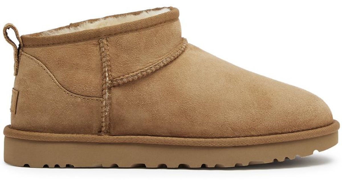 UGG Classic Ultra Mini Suede Ankle Boots in Brown | Lyst