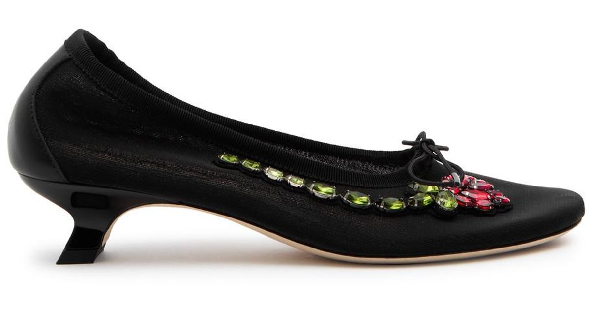 Simone Rocha 40 Crystal-Embellished Mesh Pumps in Black | Lyst