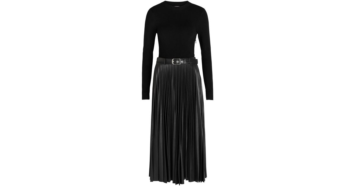 Jonathan Simkhai Abilene Belted Knit And Faux Leather Midi Dress in ...