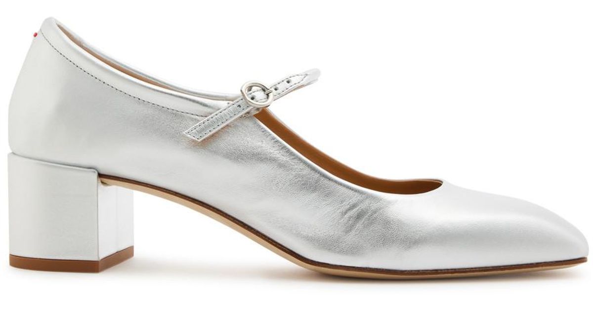 Aeyde Aline 50 Metallic Leather Mary Jane Pumps in White | Lyst