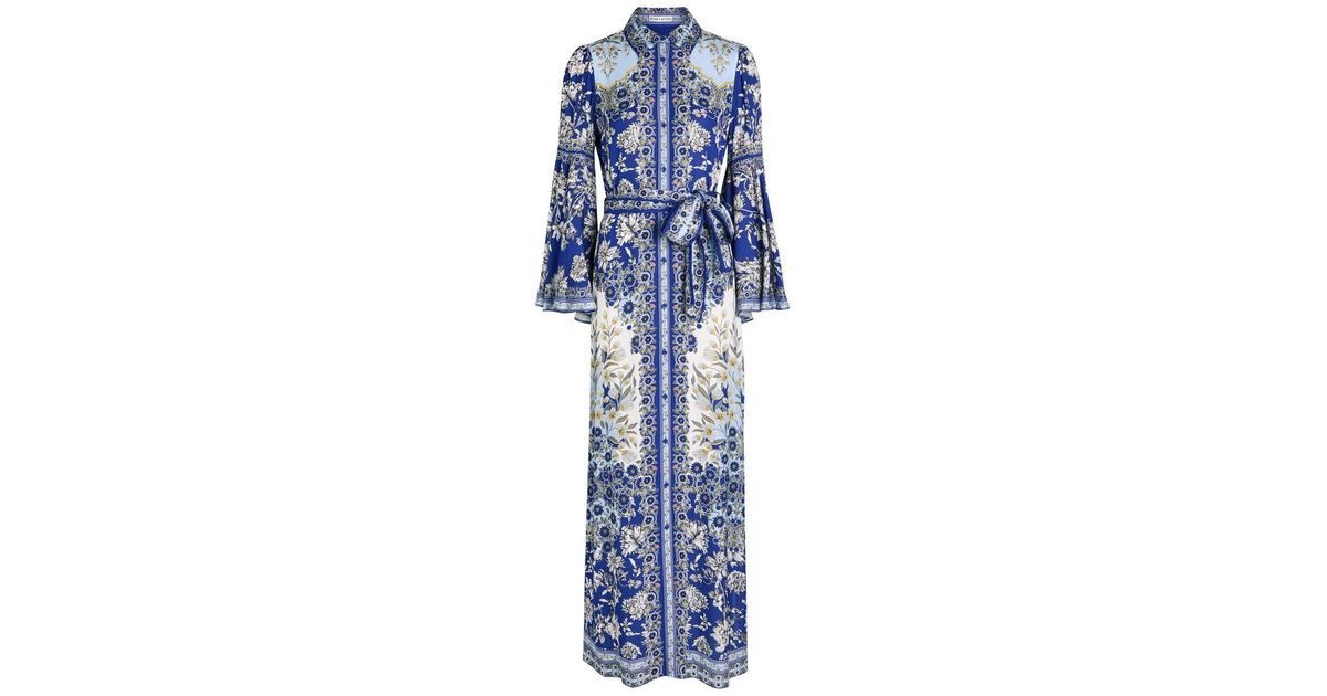 Alice + Olivia Chassidy Bell-Sleeve Maxi Dress in Blue | Lyst
