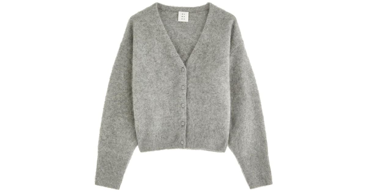 Almada Label Esme Brushed Cashmere Cardigan in Gray | Lyst