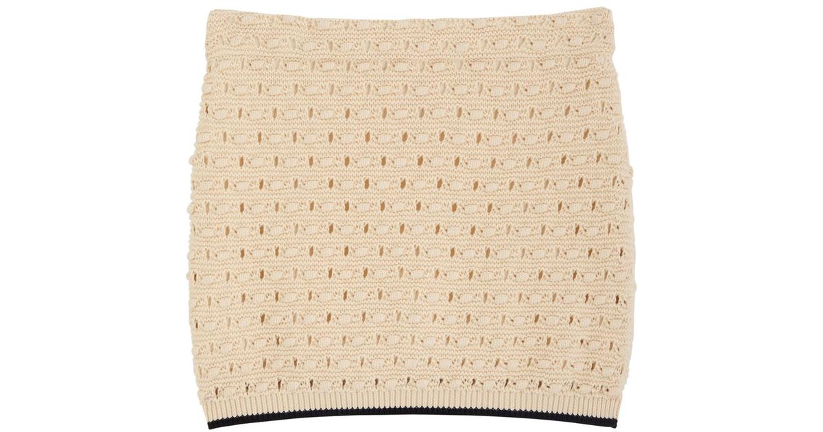 FRAME The Bauble Open-Knit Mini Skirt in Natural | Lyst