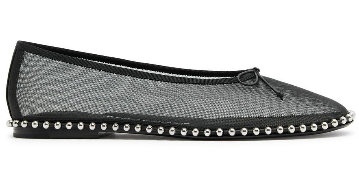 Alexander Wang Lina Studded Mesh Ballet Flats in Black | Lyst