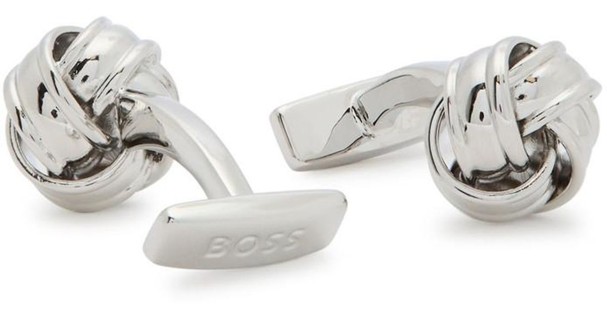 BOSS Knotted Cufflinks in White for Men | Lyst UK