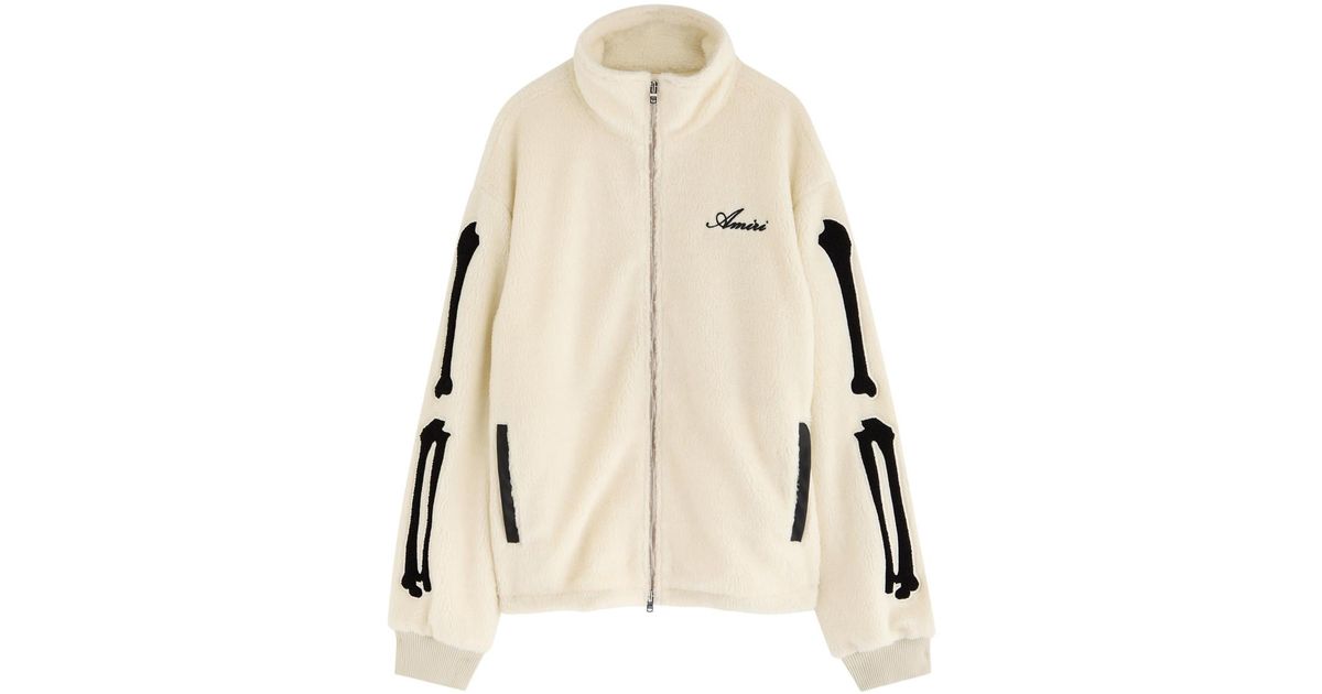 Amiri Bones Logo Fleece Jacket in Natural for Men | Lyst