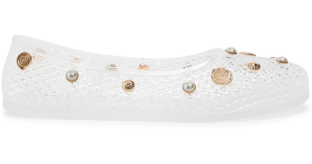 Ancient Greek Sandals Iro Embellished Rubber Ballet Flats in White | Lyst