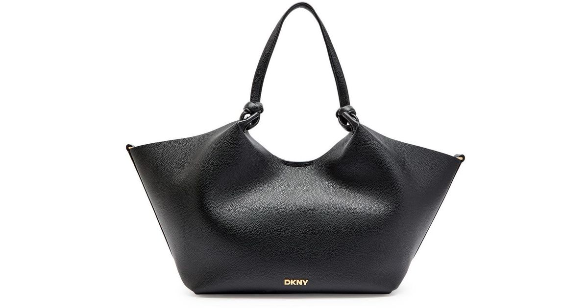 DKNY Paula Medium Grained Leather Tote Bag in Black | Lyst