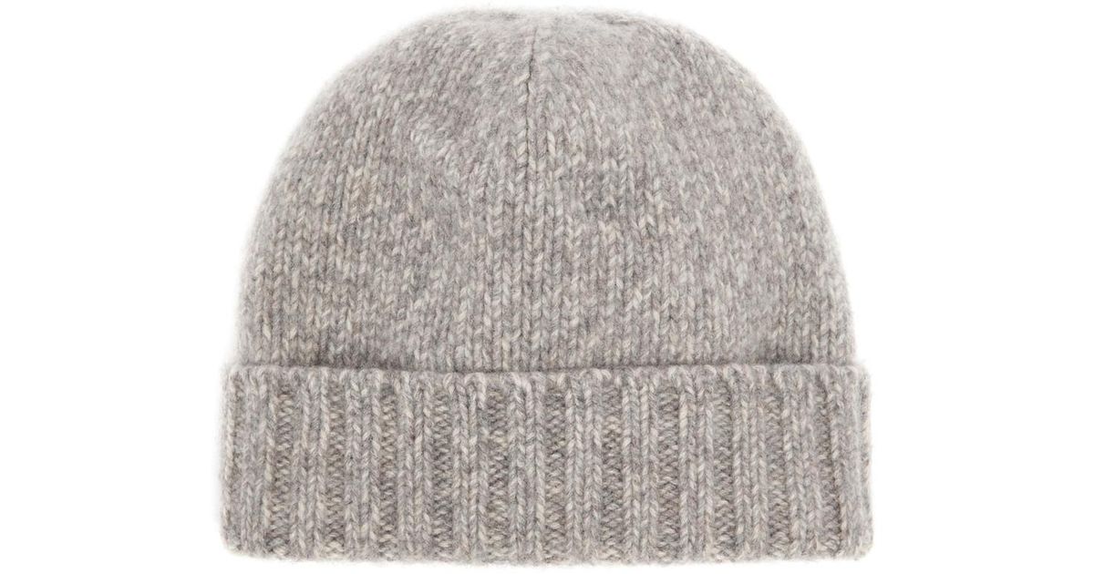 Inverni Stockinette Mélange Cashmere Beanie in Grey | Lyst UK