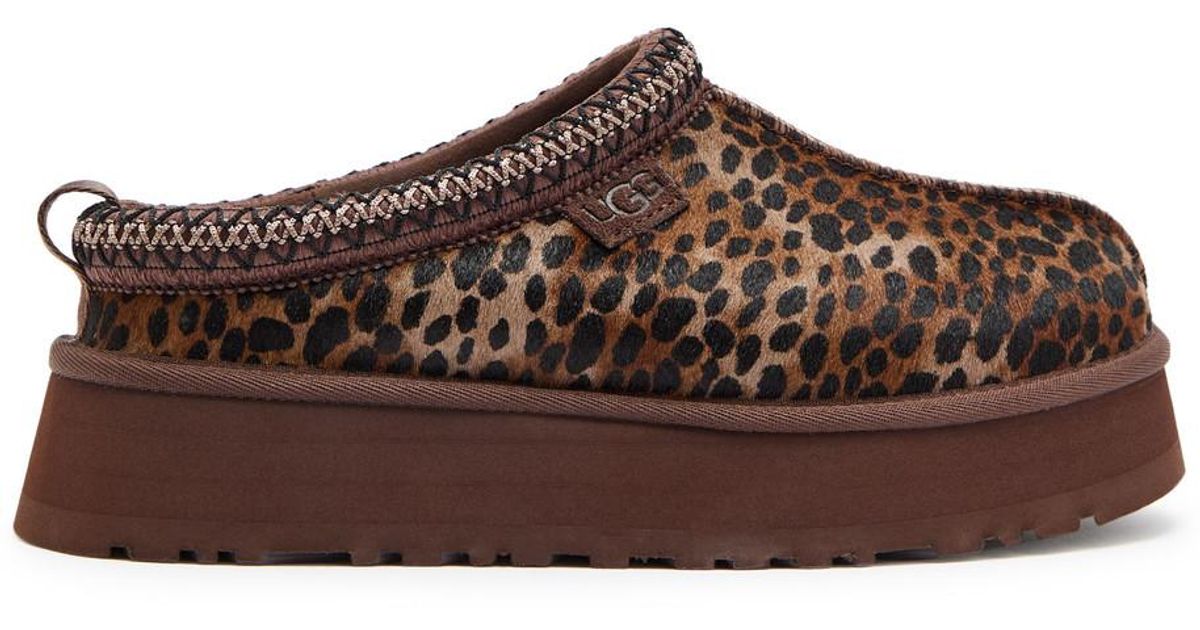 UGG Tazz Caspian Calf-Hair Flatform Slippers in Brown | Lyst