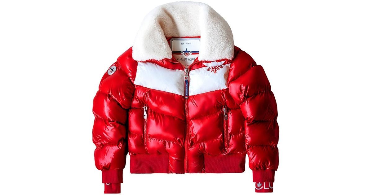 Malibu Ski Club Apres Slick Bomber Jacket in Red | Lyst UK
