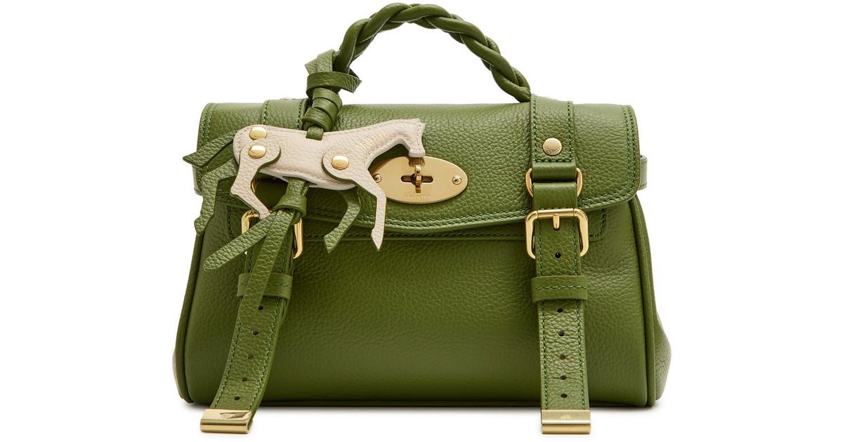 Mulberry Mini Alexa Grained Leather Top Handle Bag in Green | Lyst