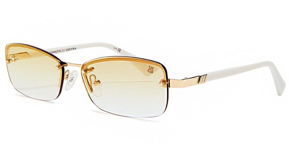 Le Specs Enigmatic Rimless Rectangle-Frame Sunglasses in Metallic | Lyst UK