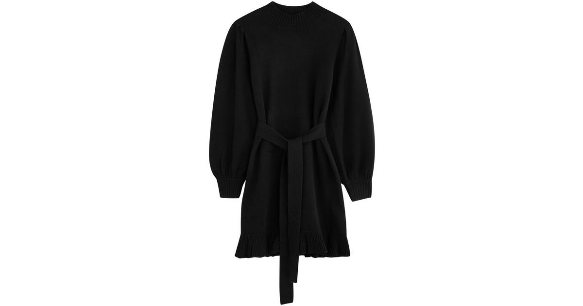 PAIGE Julita Belted Wool-Blend Dress in Black | Lyst