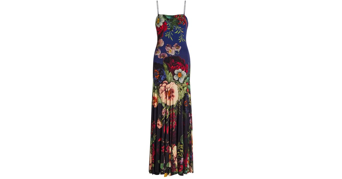 Alice + Olivia Augusta Floral-Print Jersey Maxi Dress in Blue | Lyst UK