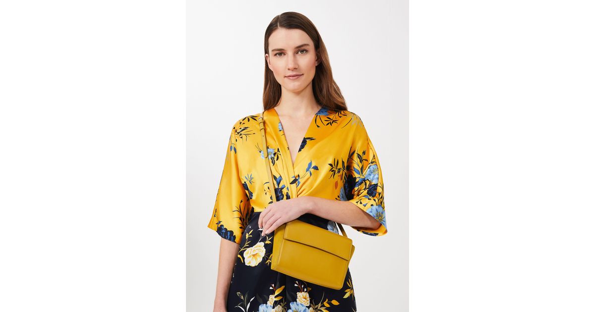 Hobbs Soho Leather Cross Body Bag in Yellow | Lyst UK