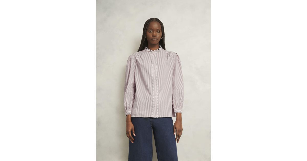 Hobbs Becca Cotton Stripe Blouse in Natural | Lyst UK