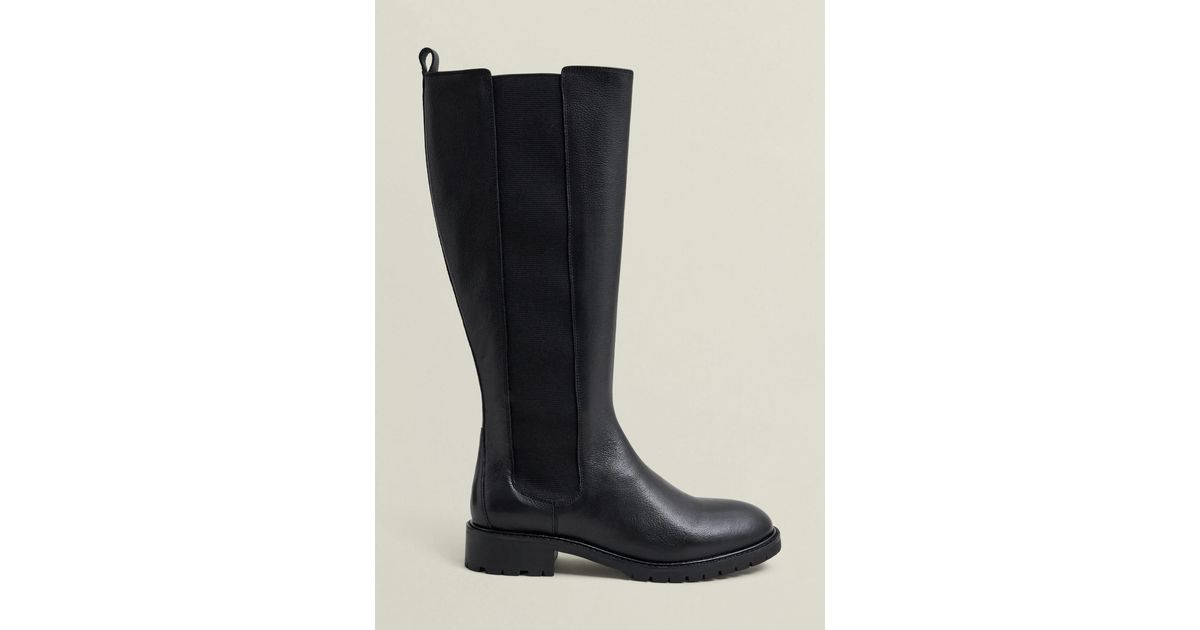 Hobbs Perrie Leather Knee Boots in Black | Lyst UK