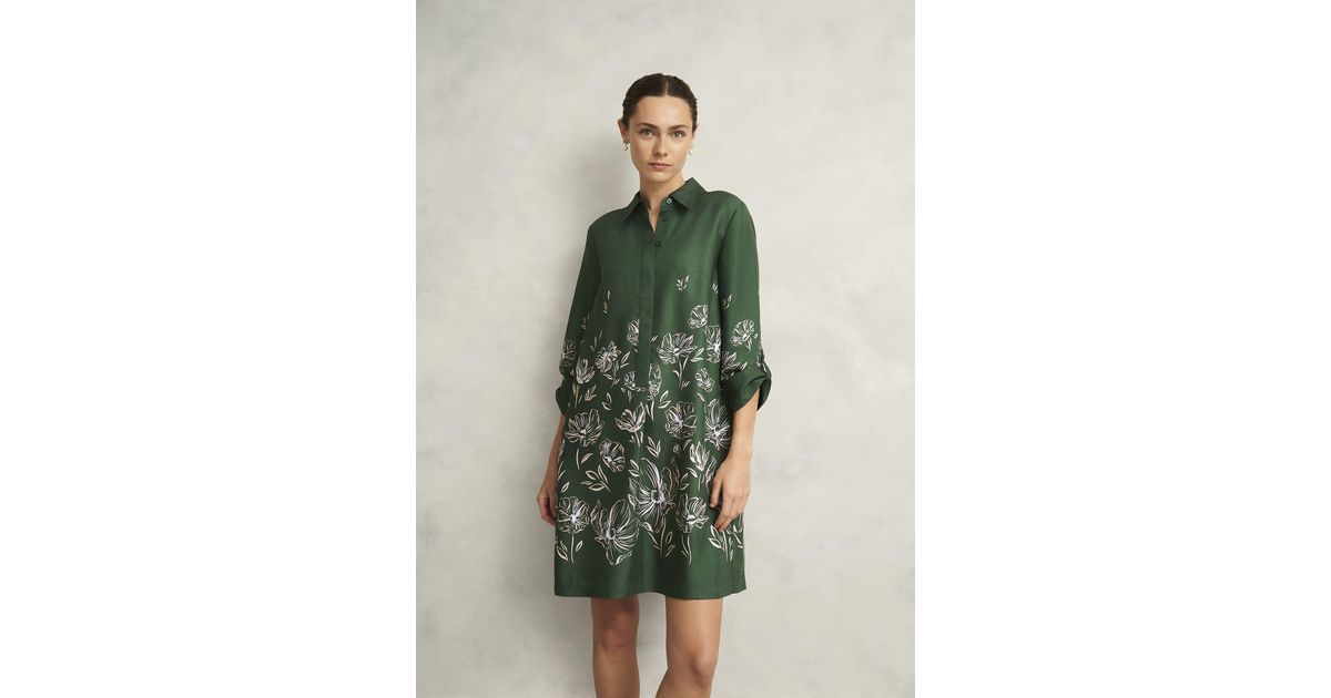 Hobbs Dark Marci Tunic Dress in Green | Lyst UK