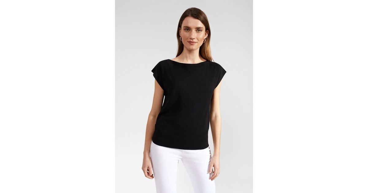 Hobbs Leona Knitted Top With Wool in Black | Lyst UK