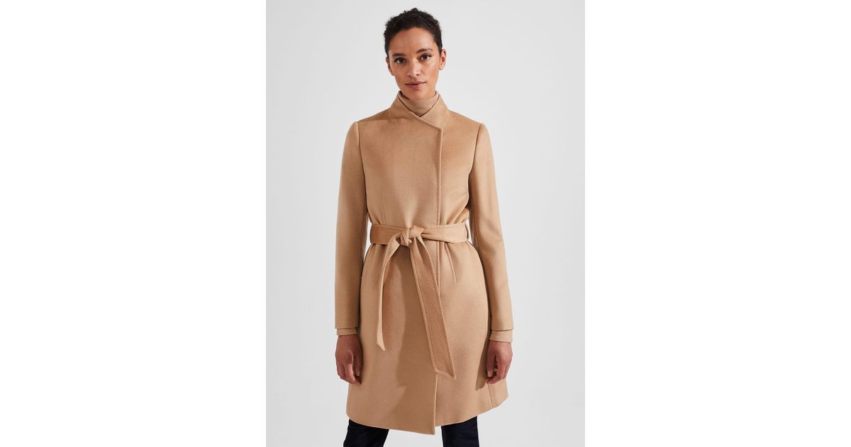 Hobbs Ada Wool Wrap Coat in Natural | Lyst UK