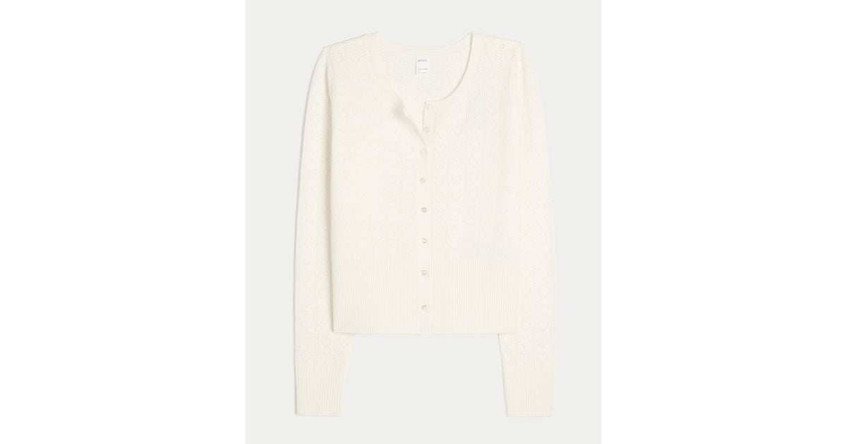 Hollister Gilly Hicks Heart Pointelle Cardigan in Natural | Lyst UK