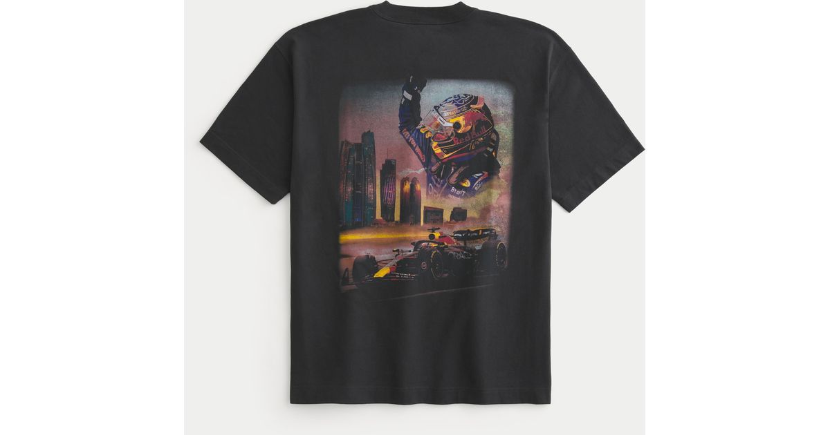 Hollister Boxy Heavyweight Oracle Red Bull Racing Graphic Tee in Black ...
