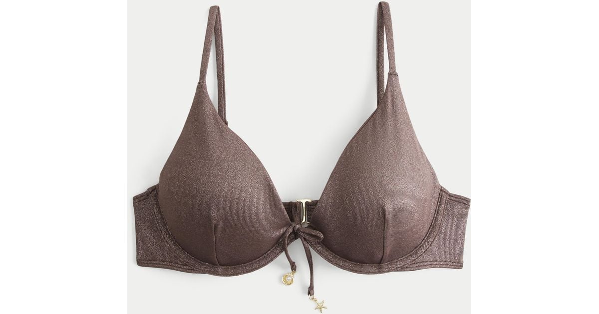 Hollister Shimmer Charm Underwire Bikini Top in Brown | Lyst UK