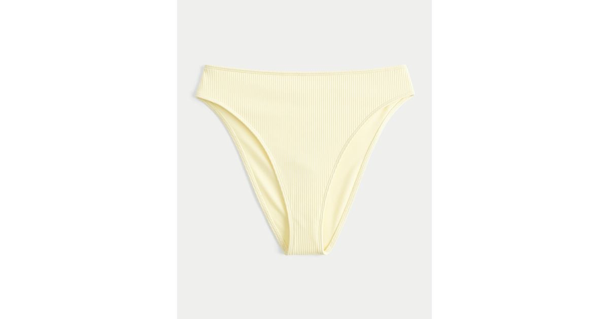 Hollister Curvy High-leg High-waist Ribbed Cheeky Bikini Bottom in ...