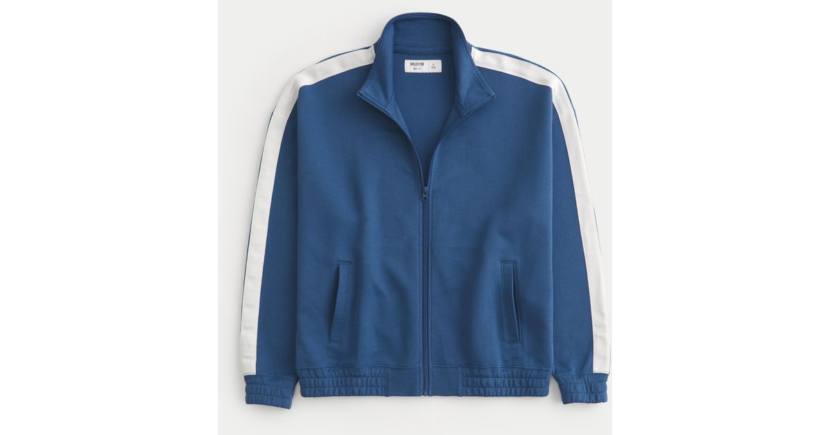 Hollister Boxy Fleece Track Jacket in Blue for Men | Lyst UK