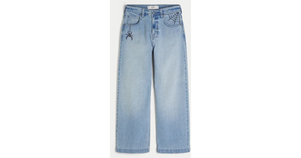 Hollister Light Wash Spider Embroidery Super Baggy Jeans in Blue for ...