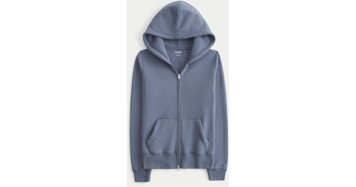 Hollister Zip-up Hoodie in Blue | Lyst UK