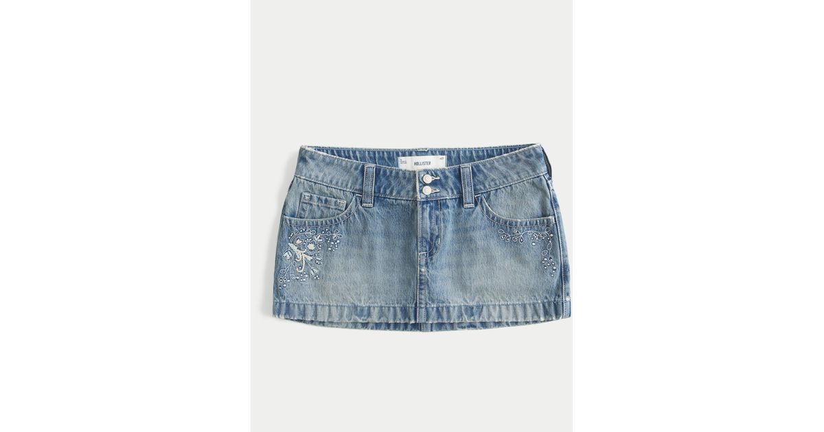 Hollister Ultra Low-rise Denim Micro Mini Skort in Blue | Lyst UK