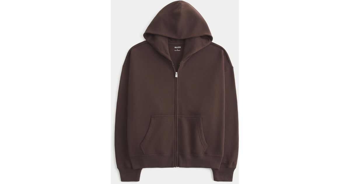 Hollister Oversized Zip-up Hoodie in Brown | Lyst UK
