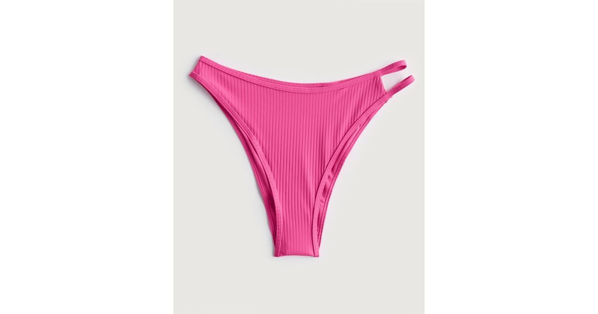 Hollister Gilly Hicks High Leg Ribbed Cheeky Bikini Bottom In Pink Lyst Uk