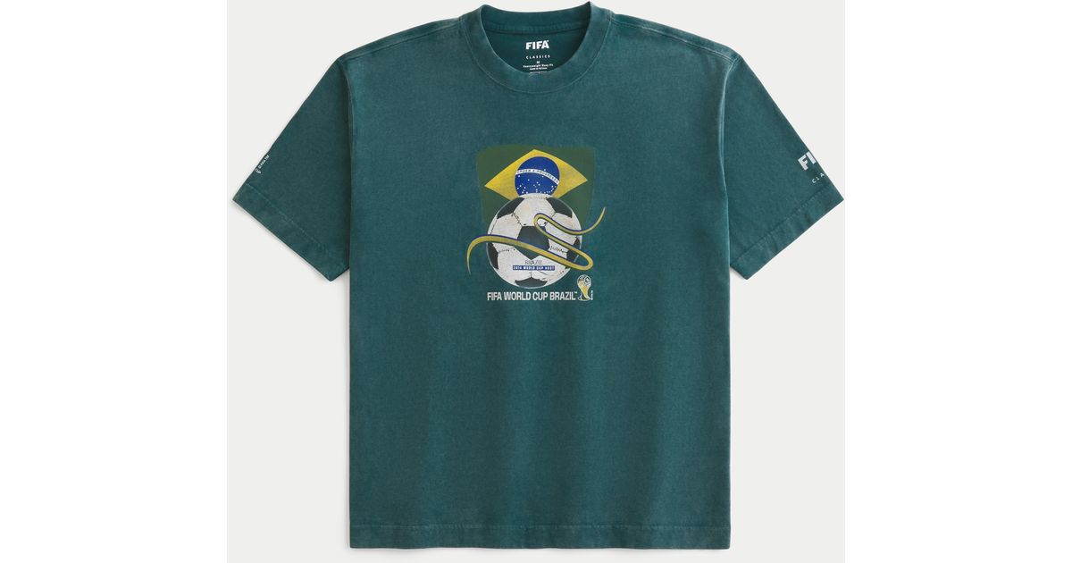 Hollister Boxy Heavyweight Fifa World Cup Brazil Graphic Tee in Green ...