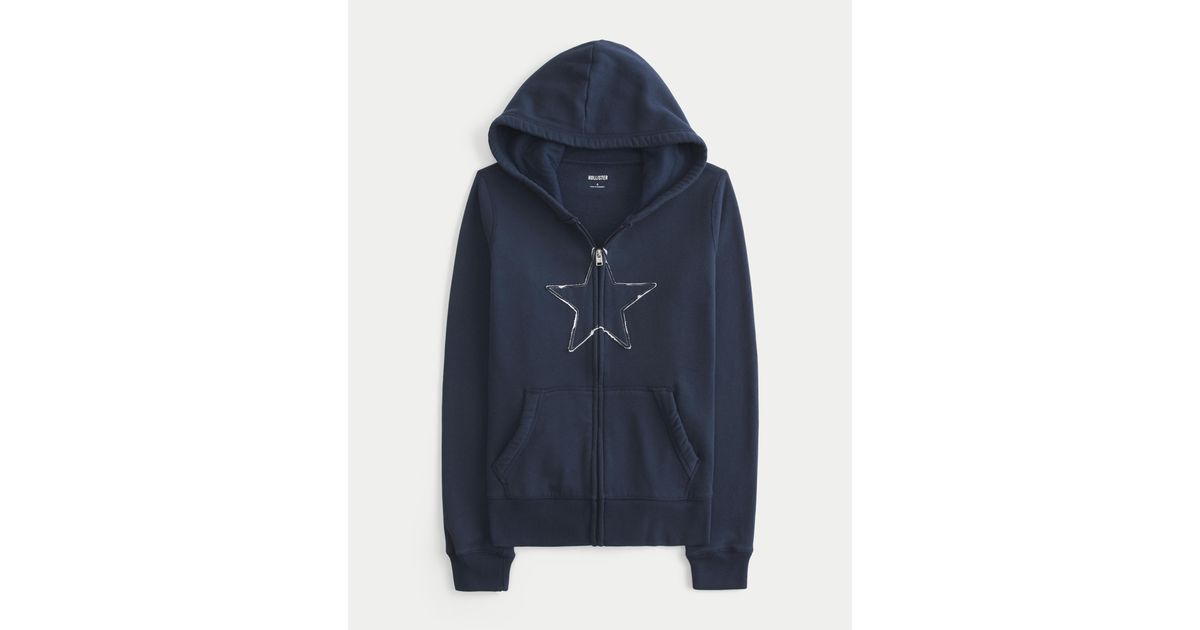Hollister Star Graphic Zip-up Hoodie in Blue | Lyst UK
